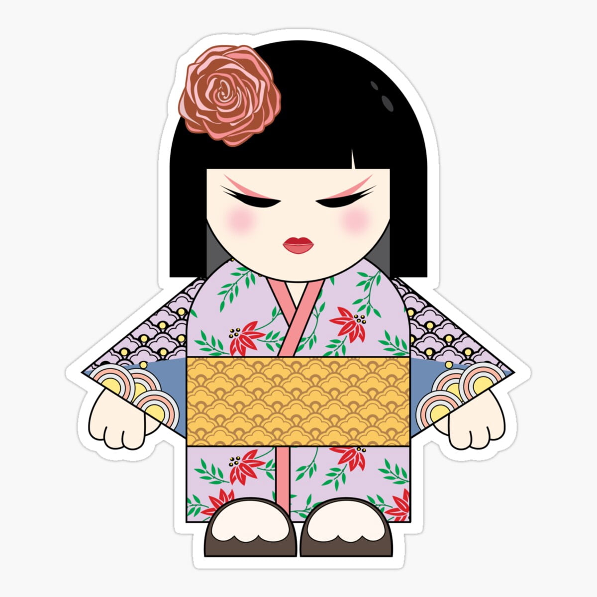 Onim Japanese Girl In Purple Sticker, Phone Decal Water Bottle Stickers ...