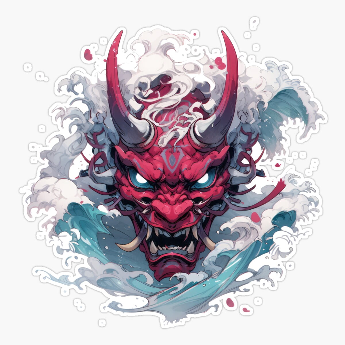 Onim Japanese Hannya Oni Mask Sticker, Phone Decal Water Bottle Stickers Car Decals, Funny ...