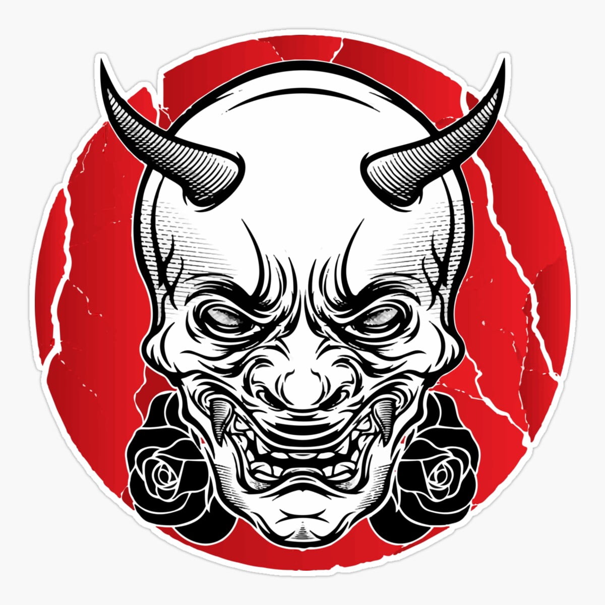 Onim Japanese Hannya Tattoo Sticker, Phone Decal Water Bottle Stickers ...