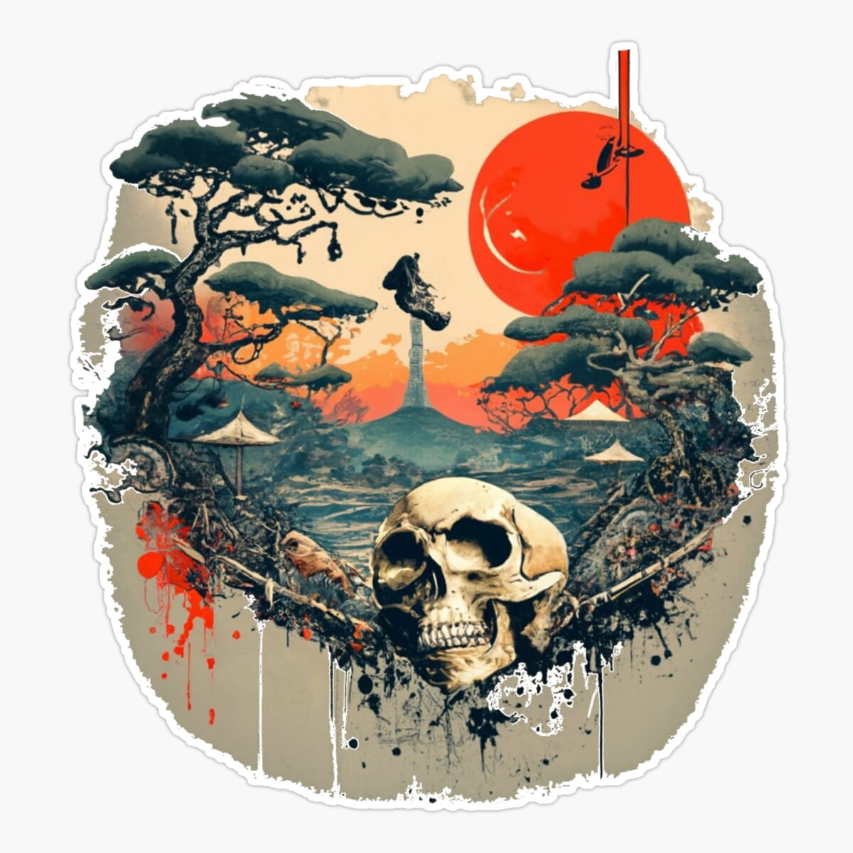 Onim Japanese Island Sticker, Phone Decal Water Bottle Stickers Car ...