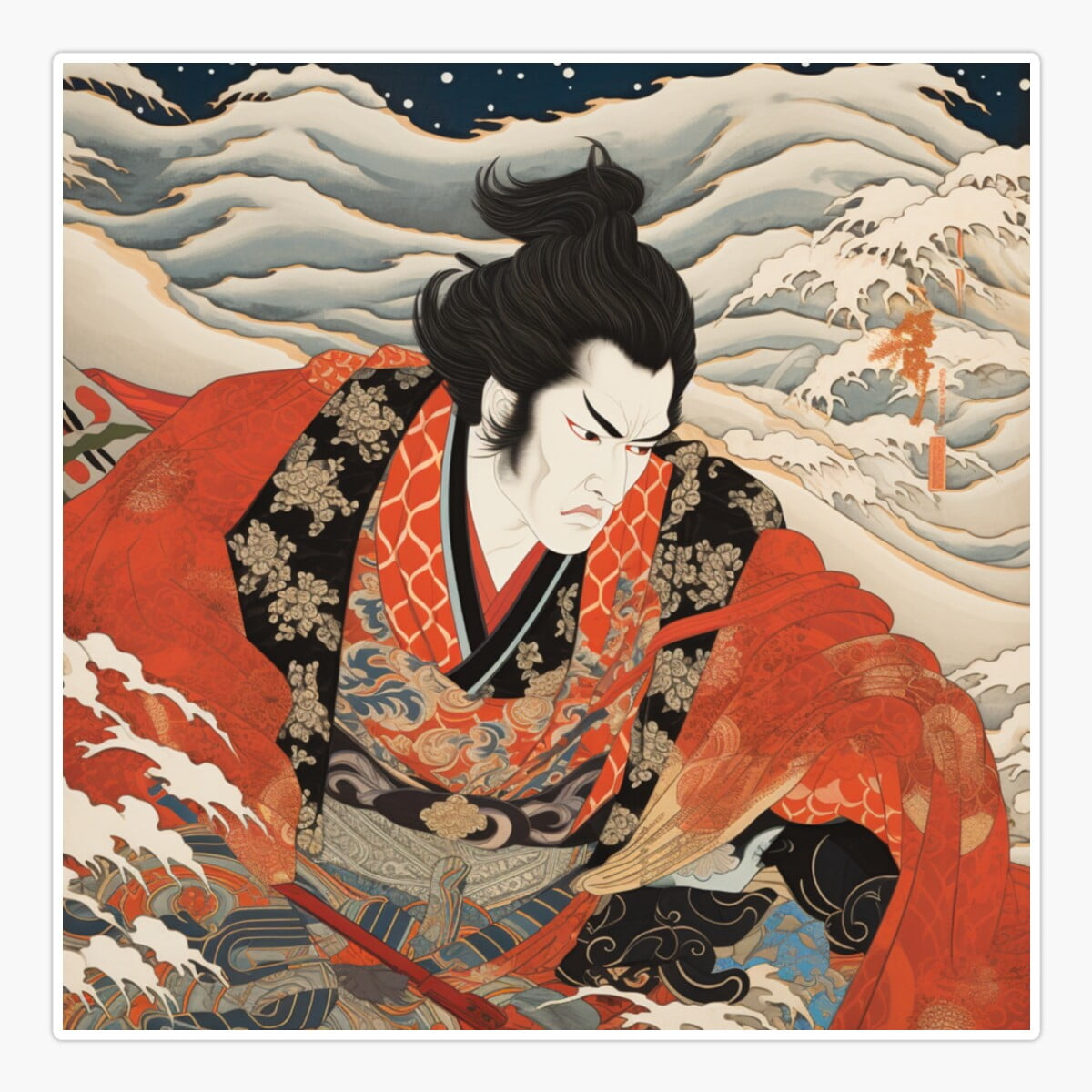 Onim Japanese Kabuki Ukiyoe Sticker, Phone Decal Water Bottle Stickers ...