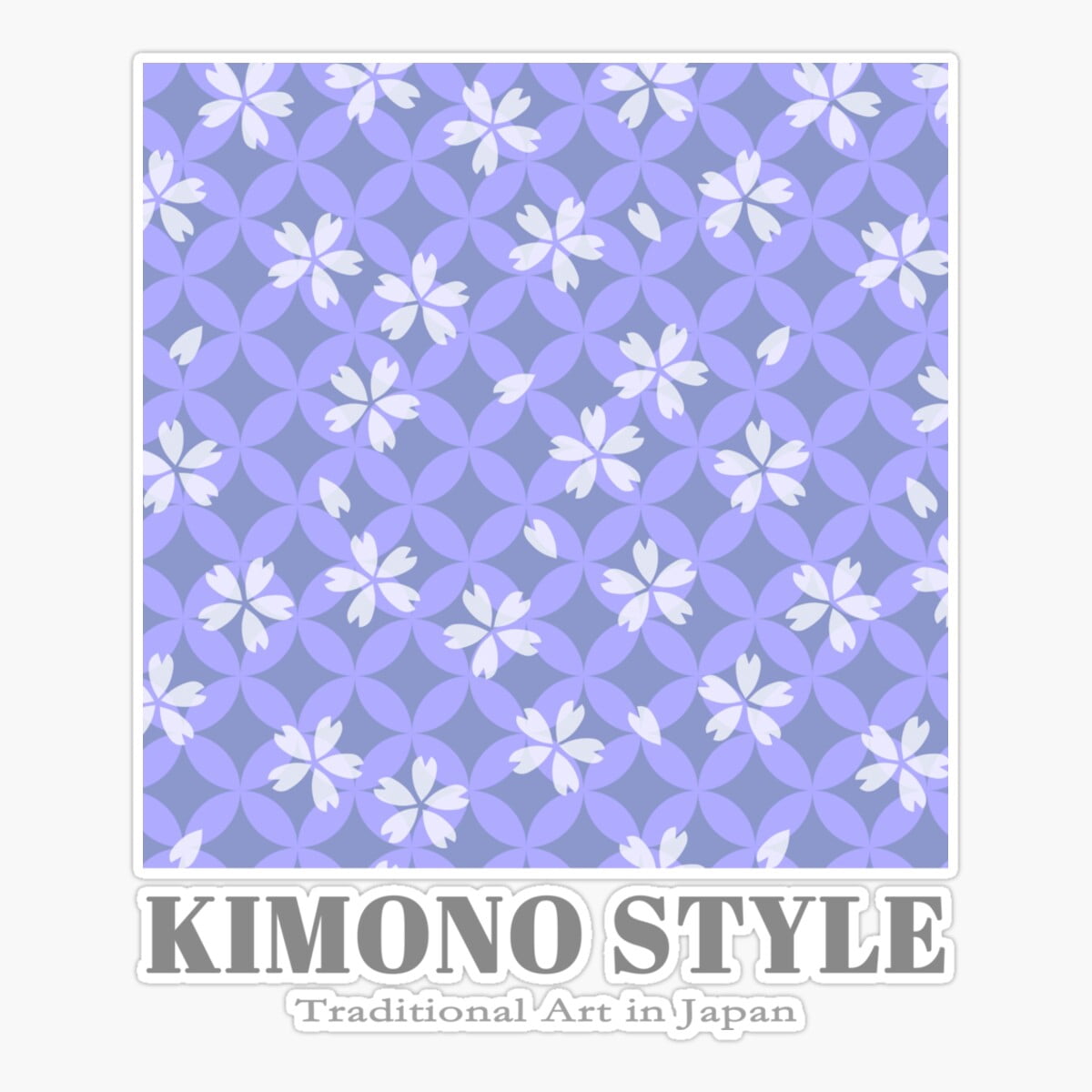 Onim Japanese Kimono Pattern With Blue Sakura Sticker, Phone Decal ...