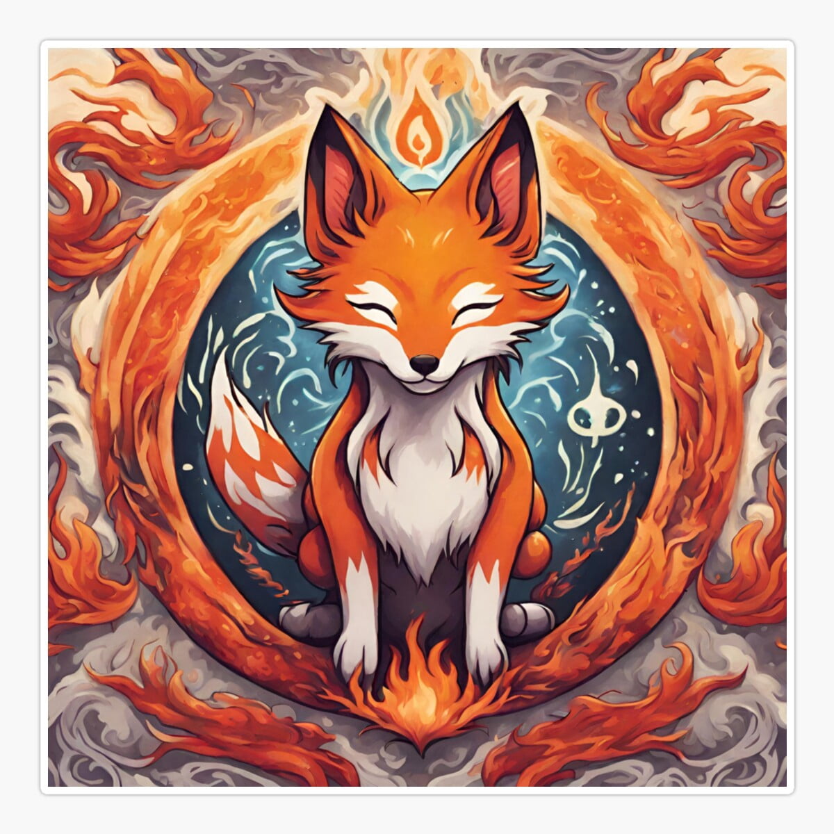 Onim Japanese Kitsune Sticker, Phone Decal Water Bottle Stickers Car ...