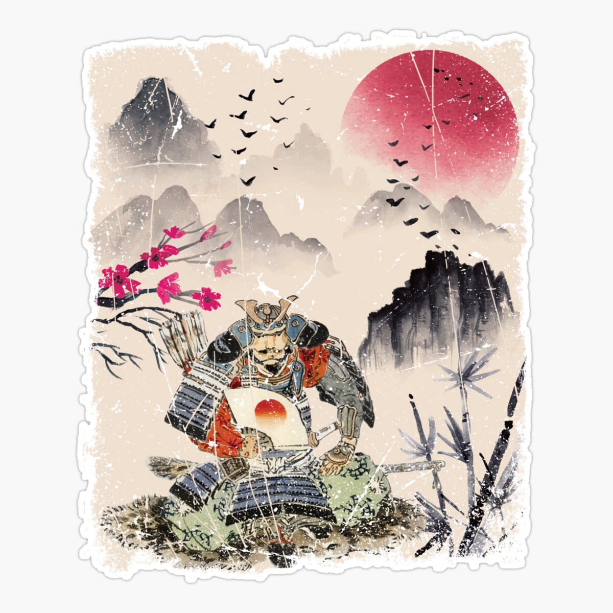Onim Japanese Landscape Vintage Aesthetic Japanese Art Sticker, Phone ...
