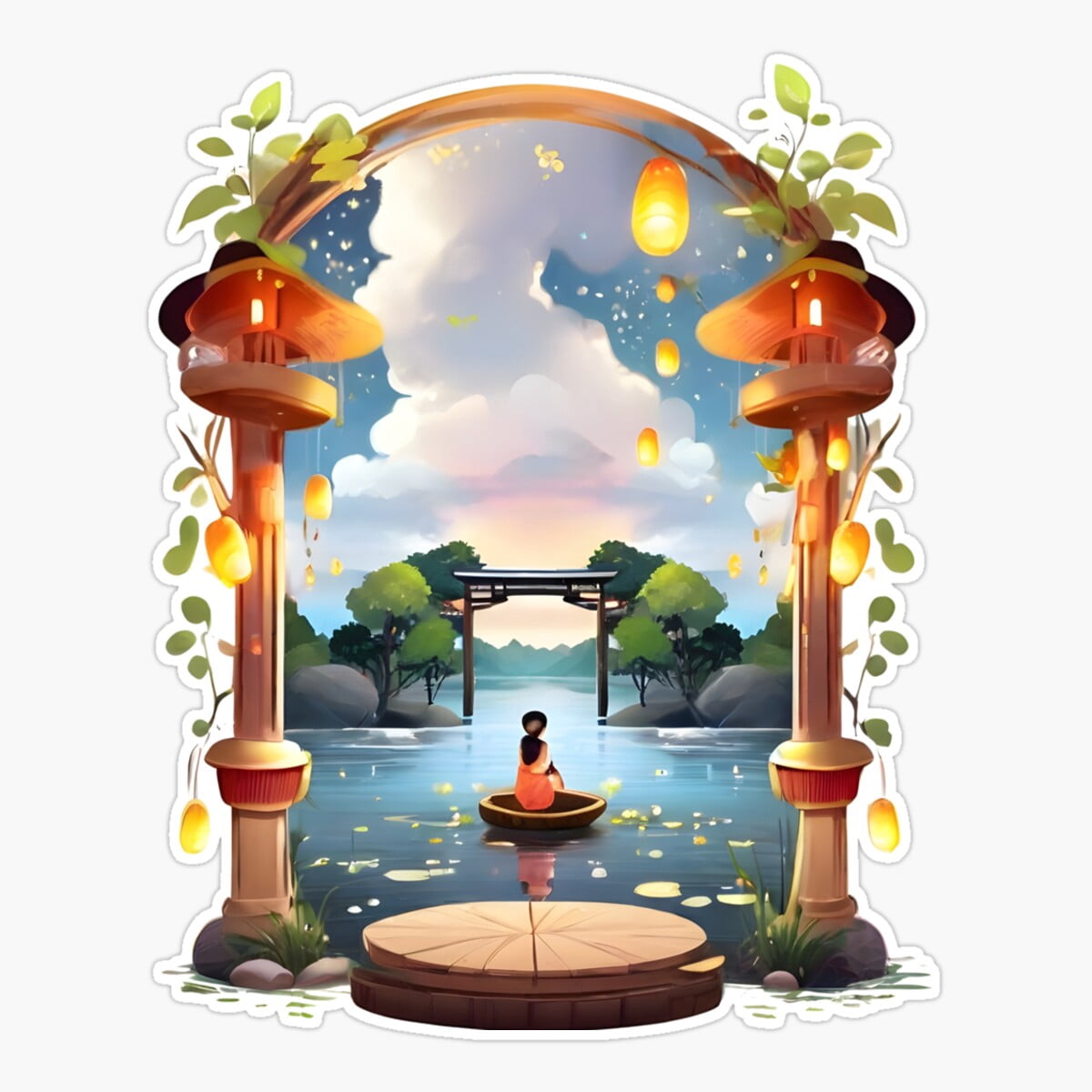 Onim Japanese Lanterns Festival Sticker, Phone Decal Water Bottle ...