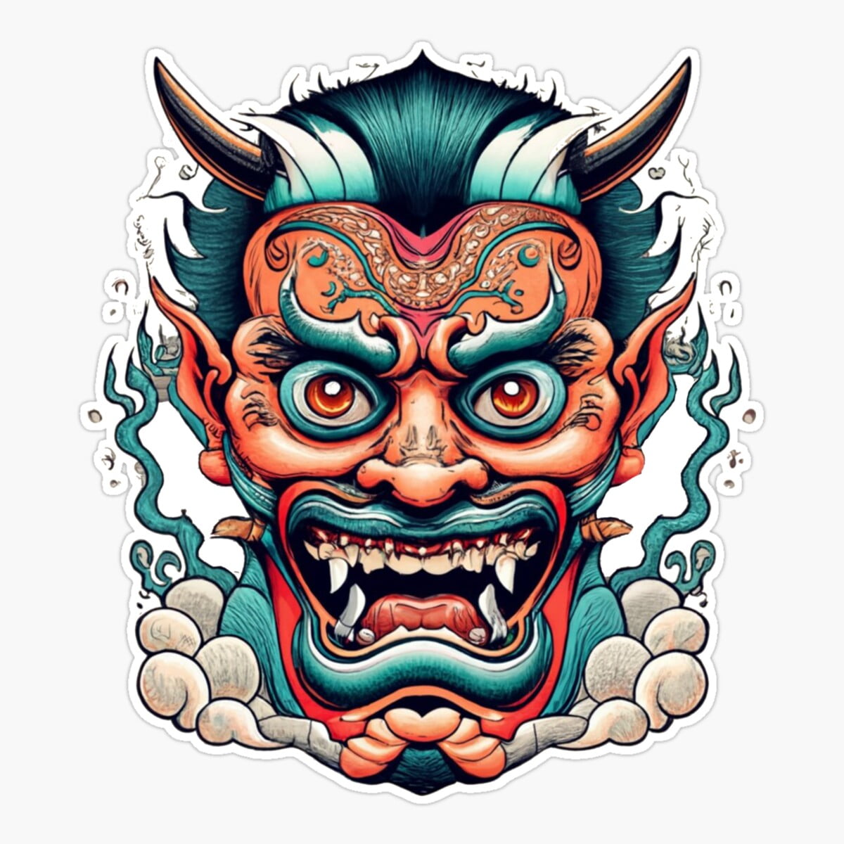 Onim Japanese Mask Sticker, Phone Decal Water Bottle Stickers Car ...