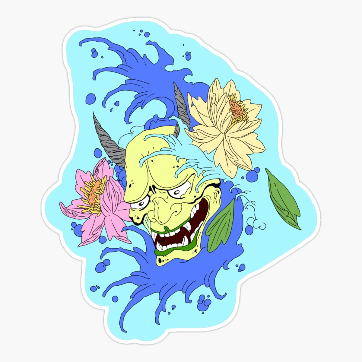 Onim Japanese Mask Sticker, Phone Decal Water Bottle Stickers Car ...