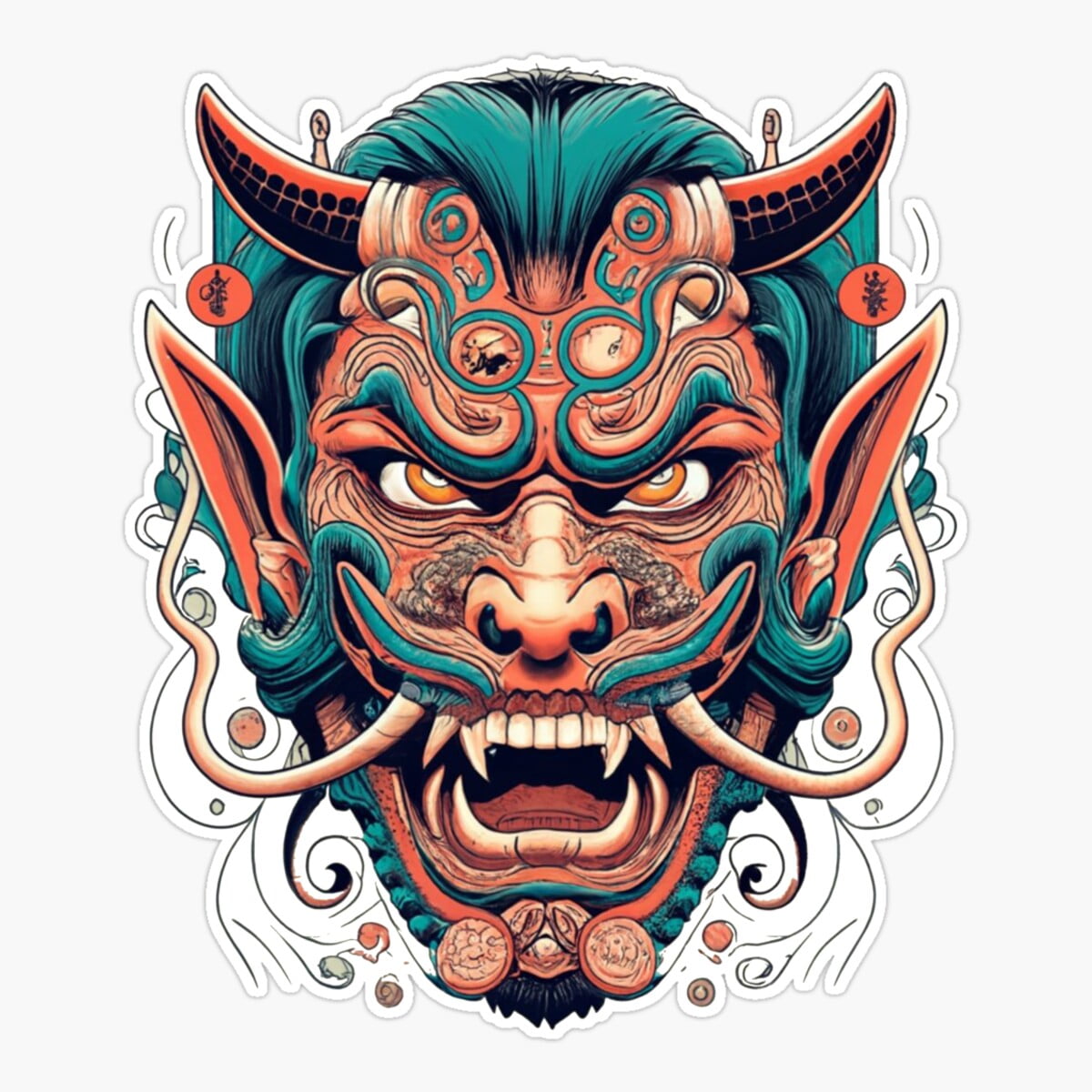 Onim Japanese Mask Sticker, Phone Decal Water Bottle Stickers Car ...
