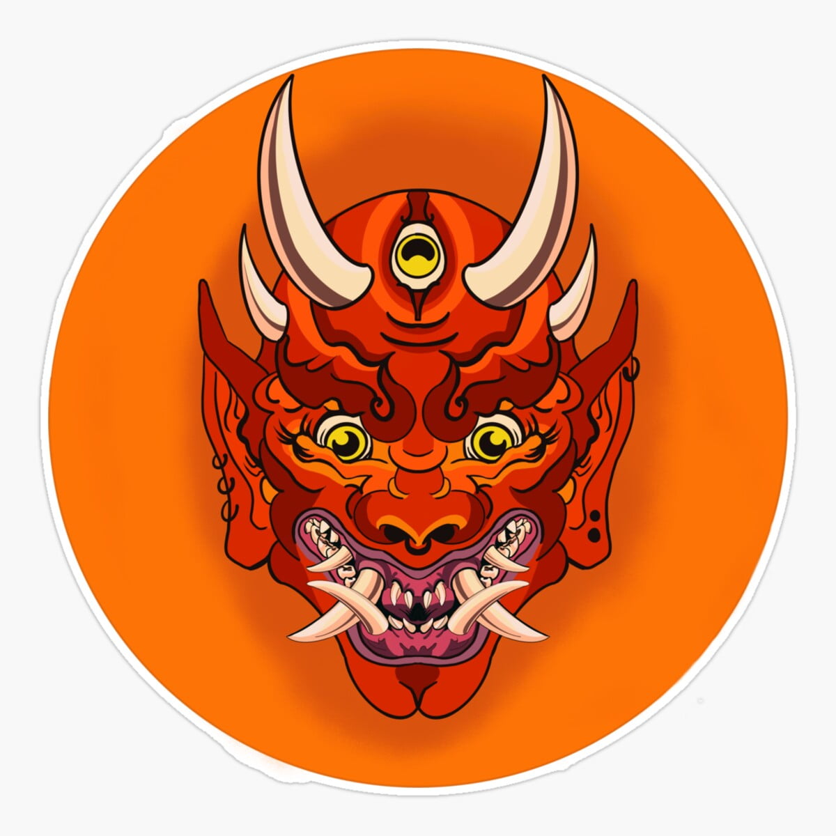 Onim Japanese Oni Mask Sticker, Phone Decal Water Bottle Stickers Car Decals, Funny Birthday ...