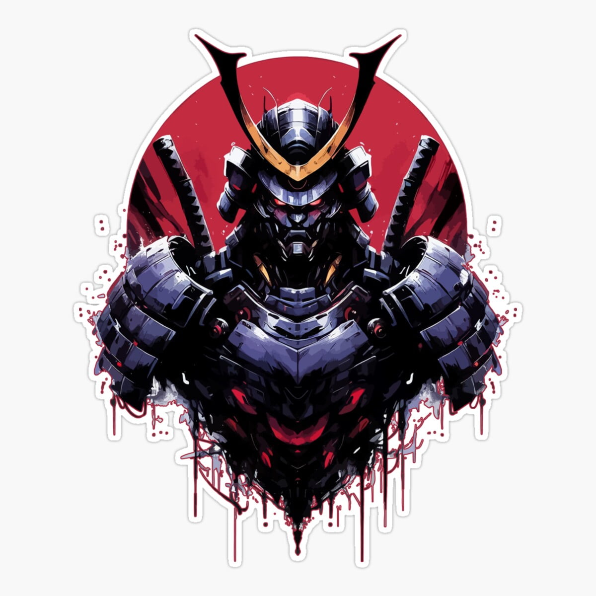 Onim Japanese Oni Samurai Mecha Demon Sticker, Phone Decal Water Bottle ...