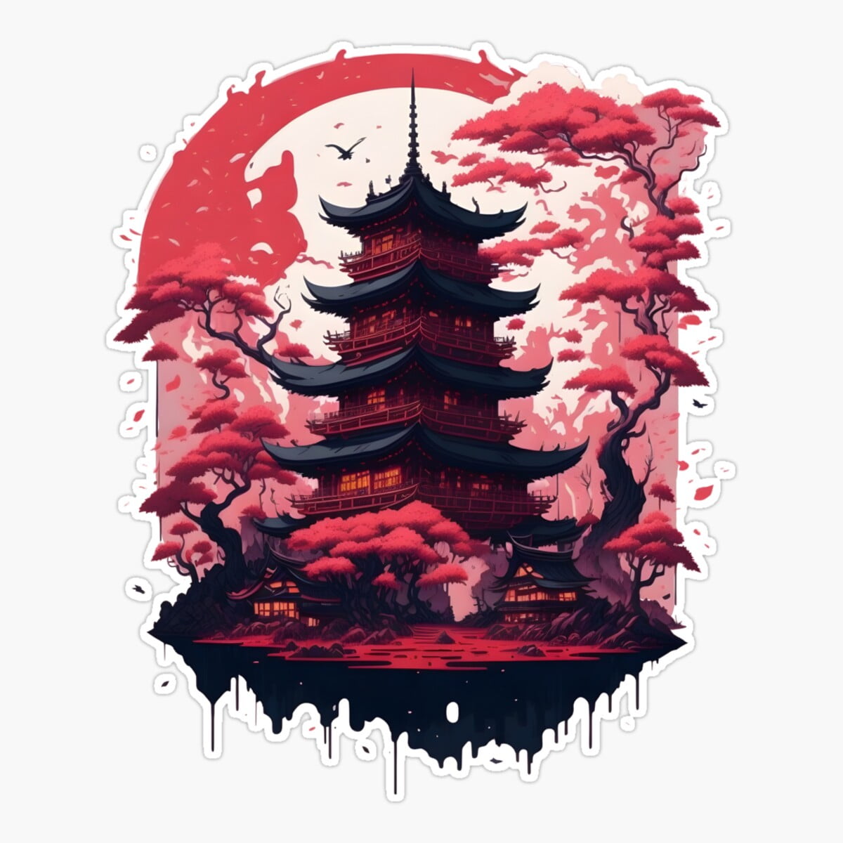 Onim Japanese Palace Anime Style Sticker, Phone Decal Water Bottle ...