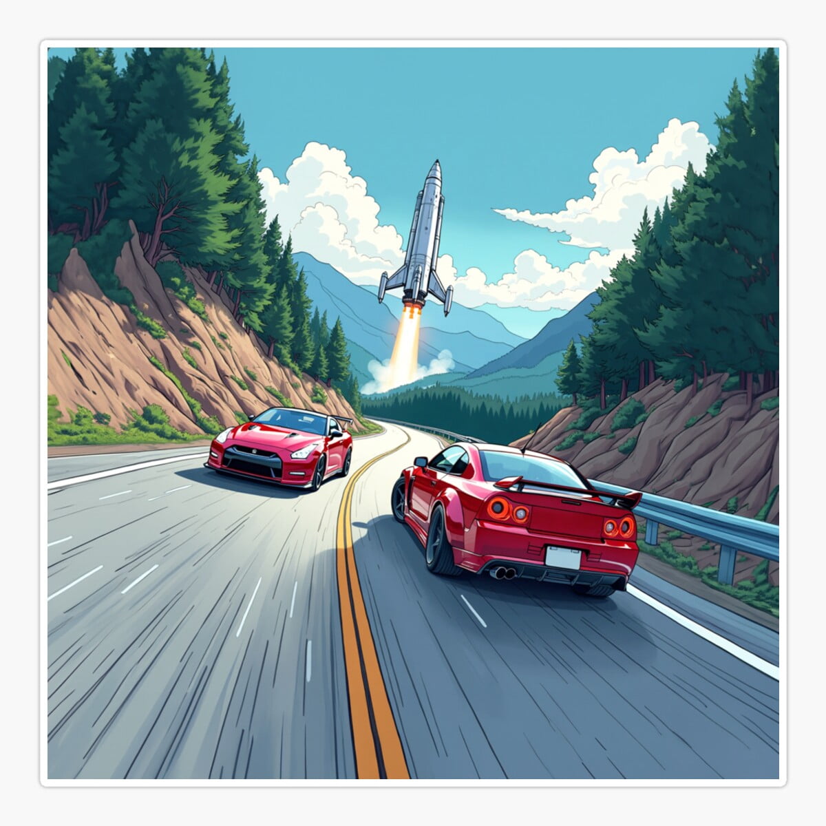 Onim Japanese Race Cars Drifting Past A Rocket Launch - Car Culture ...