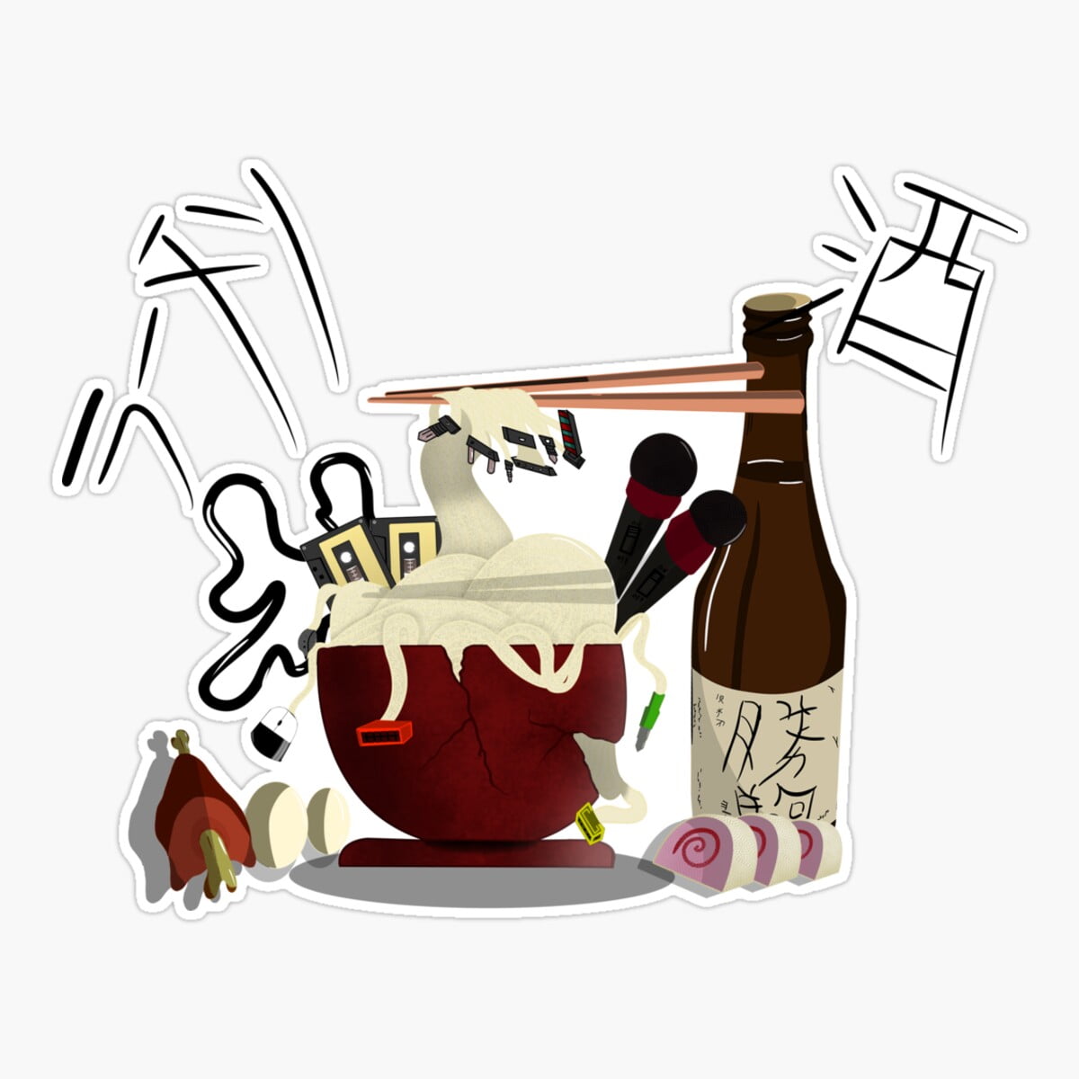 Onim Japanese Ramen Sticker, Phone Decal Water Bottle Stickers Car ...