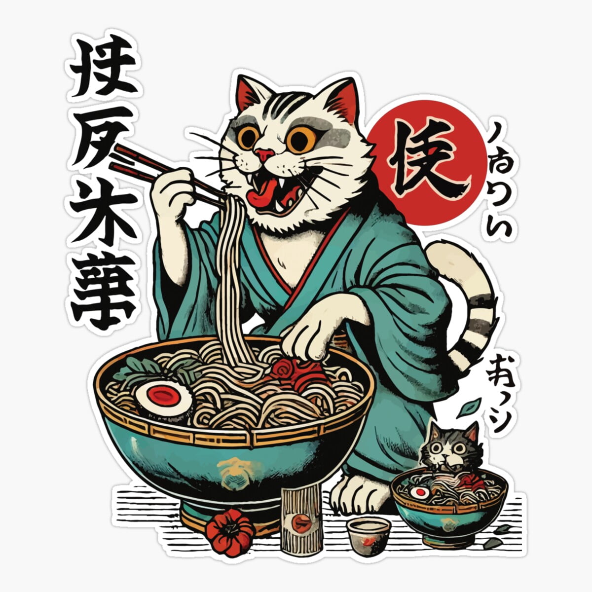 Onim Japanese Retro Ukiyo-E Ramen Noodles Streetwear Sticker, Phone ...