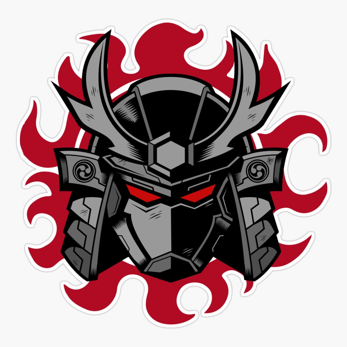 Onim Japanese Robot Samurai Sticker, Phone Decal Water Bottle Stickers ...