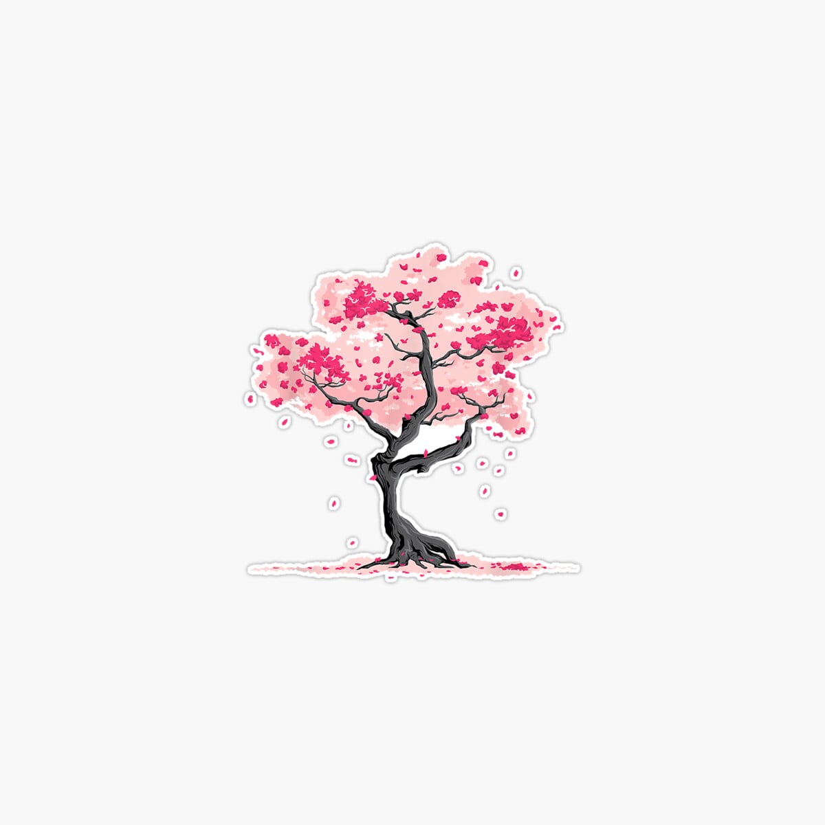 Onim Japanese Sakura Cherry Blossom Sticker, Phone Decal Water Bottle ...