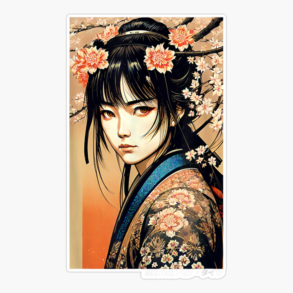 Onim Japanese Samurai Culture Scenery Sticker, Phone Decal Water Bottle ...