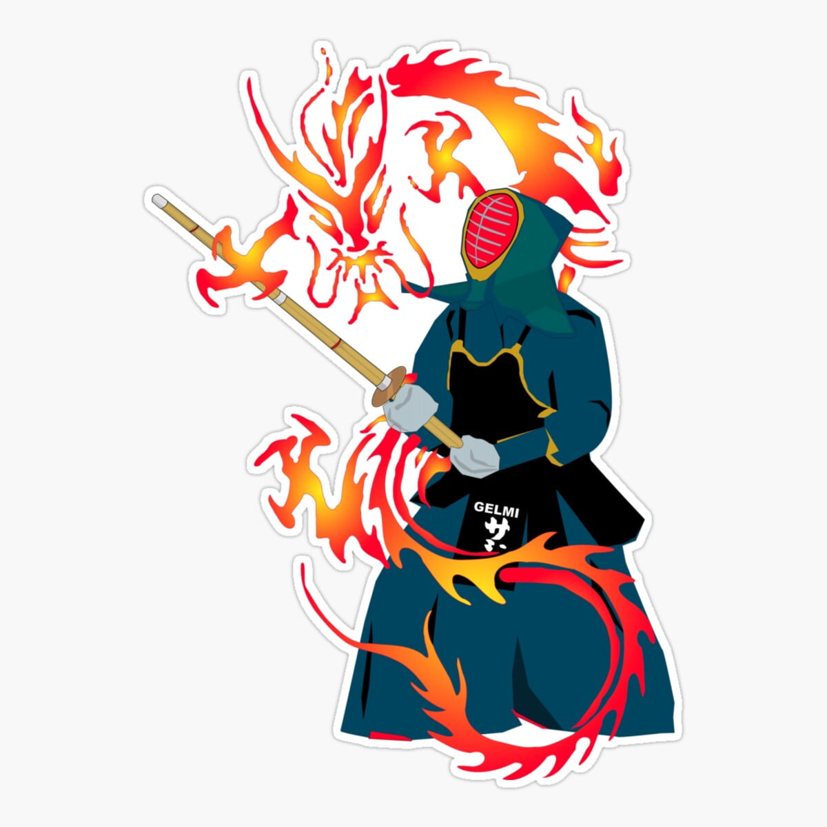 Onim Japanese Samurai Headgear Sticker, Phone Decal Water Bottle ...