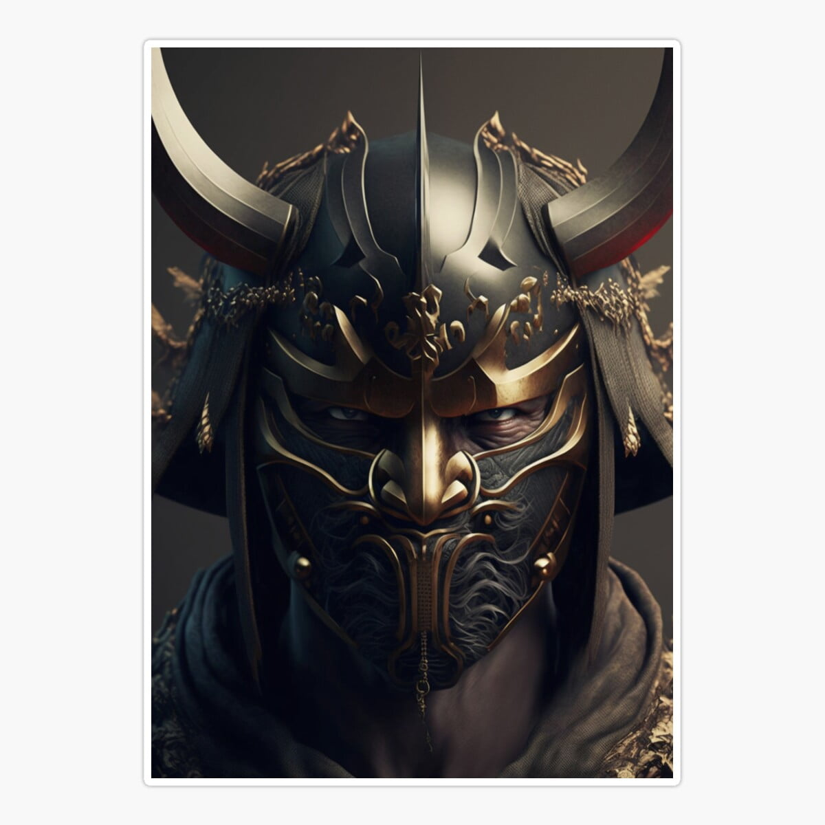 Onim Japanese Samurai Mask , Japanese Art, Japanese History Sticker, Phone Decal Water Bottle ...