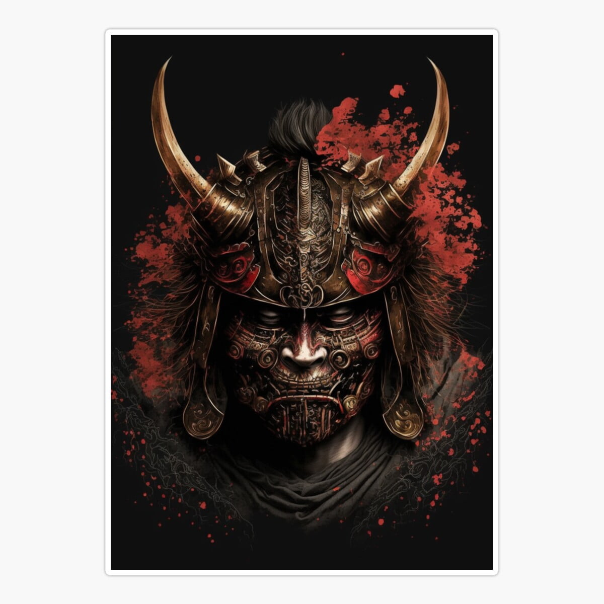 Onim Japanese Samurai Mask , Japanese Art, Japanese History Sticker, Phone Decal Water Bottle ...