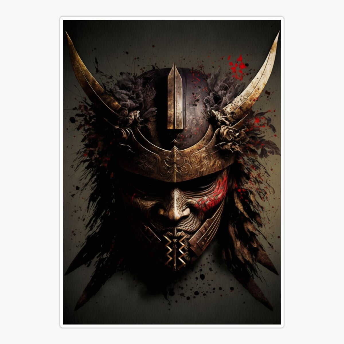 Onim Japanese Samurai Mask , Japanese Art, Japanese History Sticker, Phone Decal Water Bottle ...