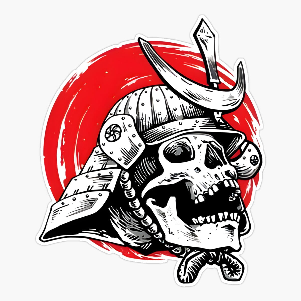 Onim Japanese Samurai Skull Sticker, Phone Decal Water Bottle Stickers ...