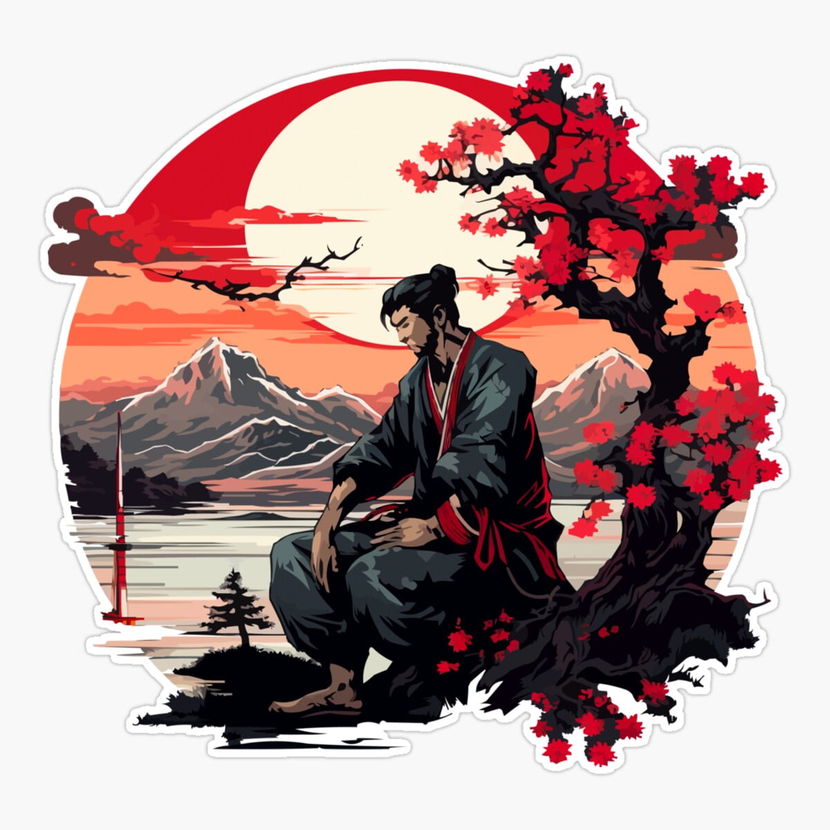 Onim Japanese Samurai Sticker, Phone Decal Water Bottle Stickers Car ...