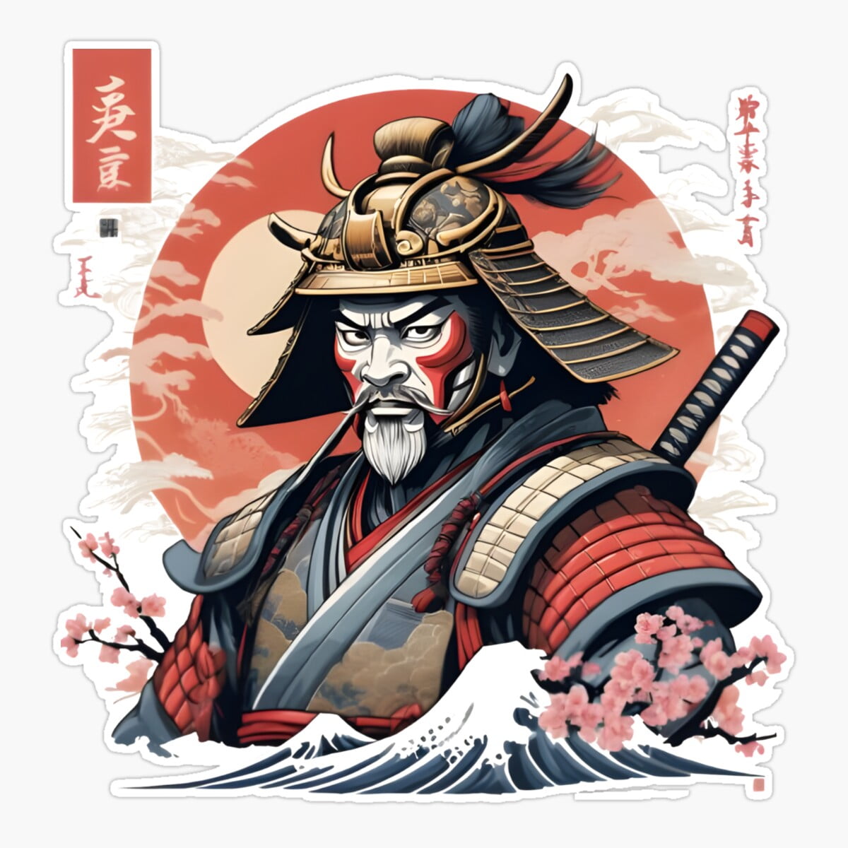 Onim Japanese Samurai Sticker, Phone Decal Water Bottle Stickers Car ...