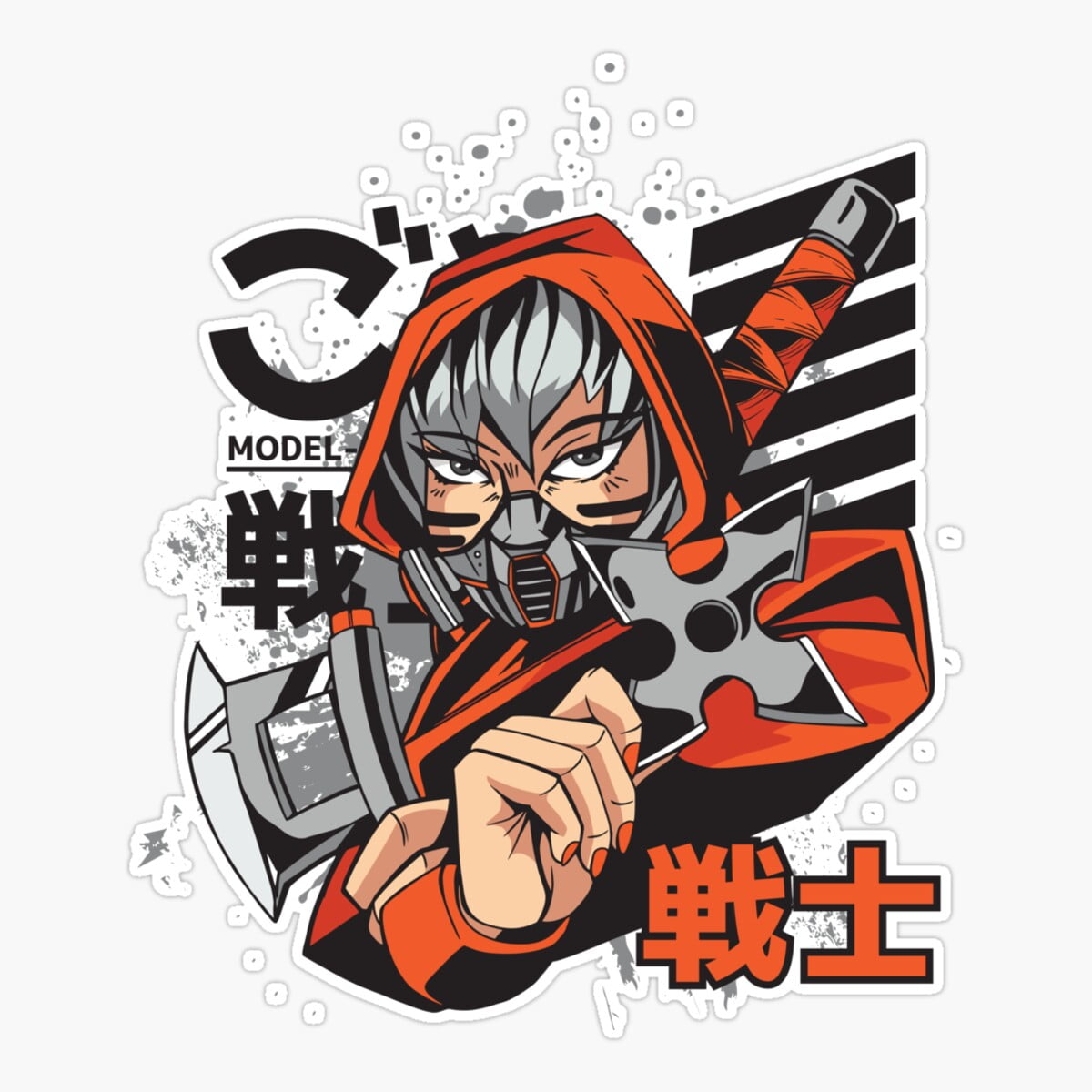 Onim Japanese Shinobi Ninja Girl Sticker, Phone Decal Water Bottle ...