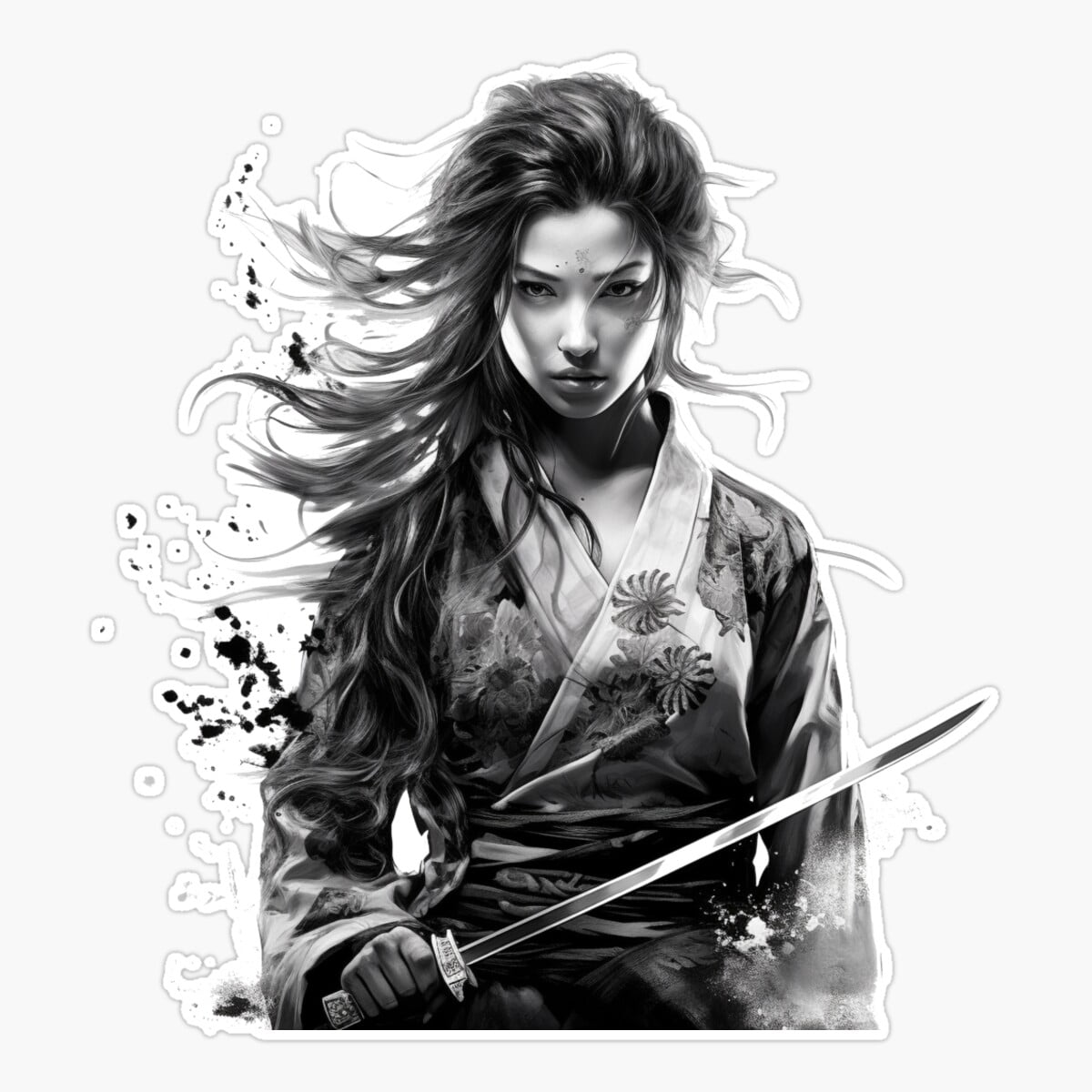 Onim Japanese Style: Mysterious Woman In Kimono Sticker, Phone Decal ...