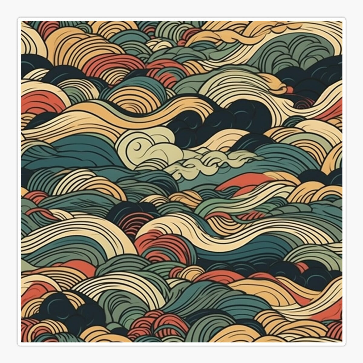 Onim Japanese Style Wave Sticker, Phone Decal Water Bottle Stickers Car ...