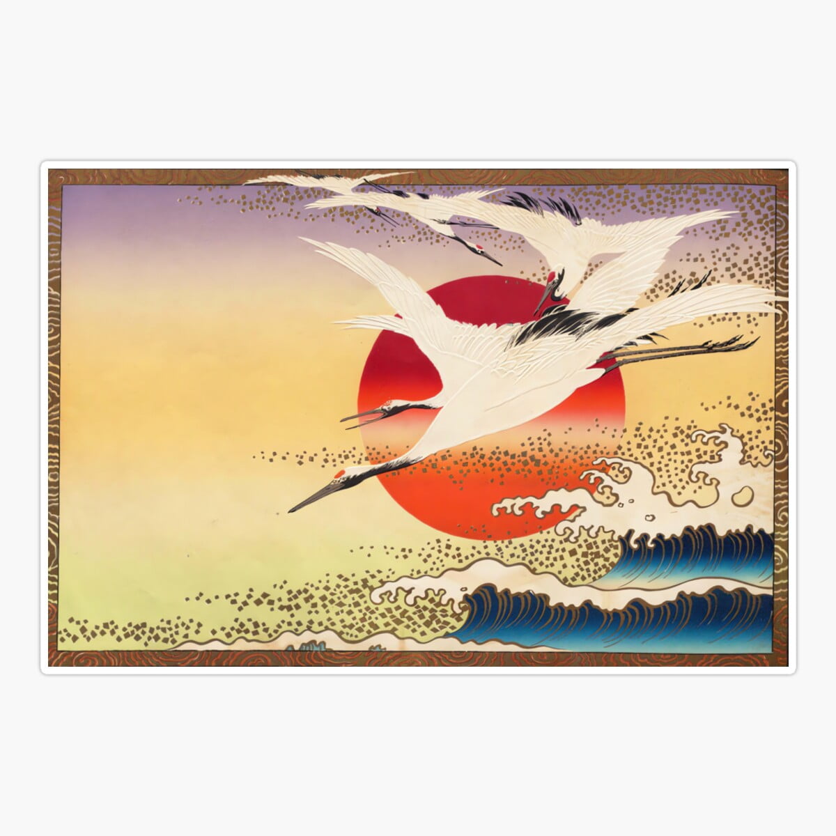 Onim Japanese Traditional Art Hikifuda-Turu Sticker, Phone Decal Water ...