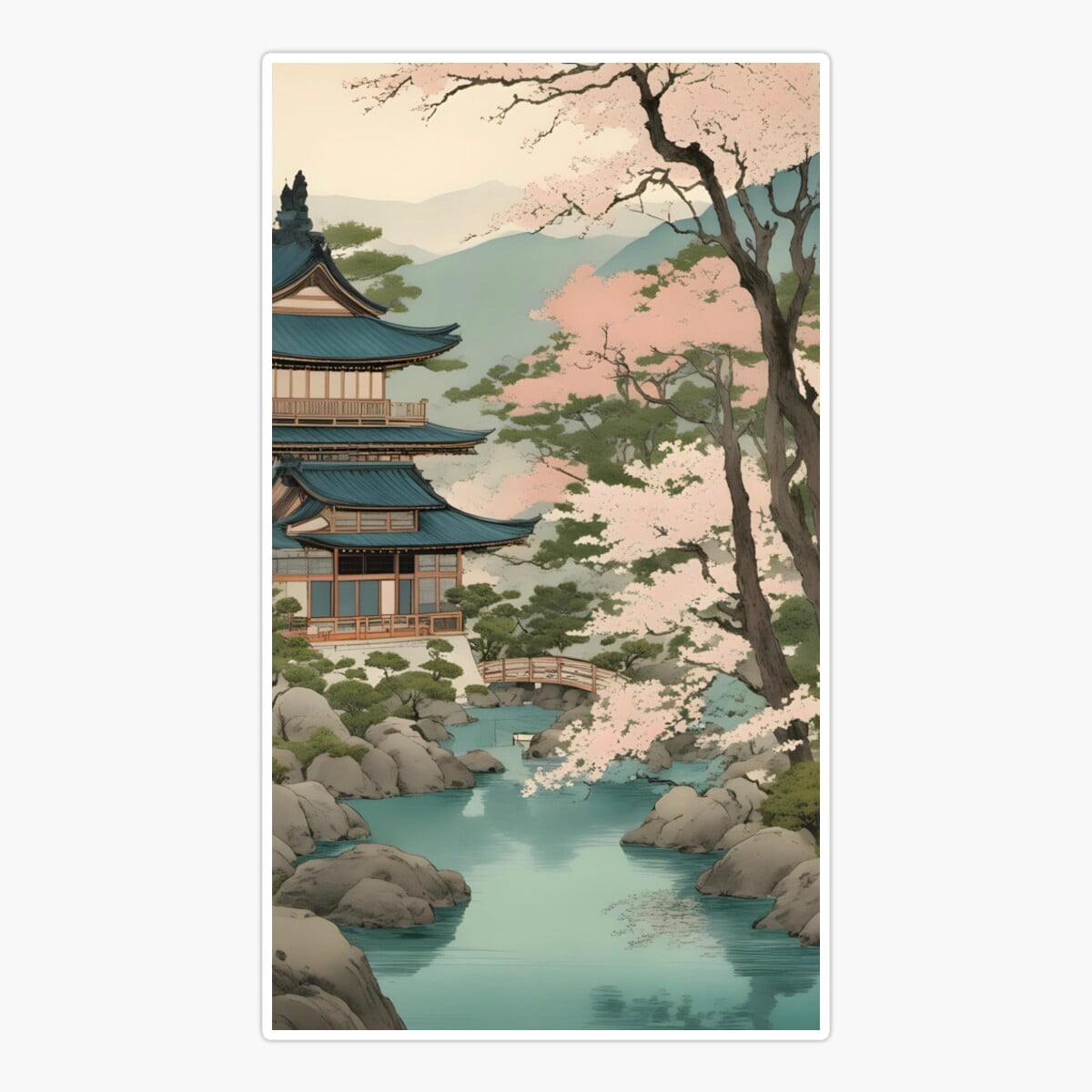 Onim Japanese Ukio-E Inspired Wall Art #6 Sticker, Phone Decal Water ...