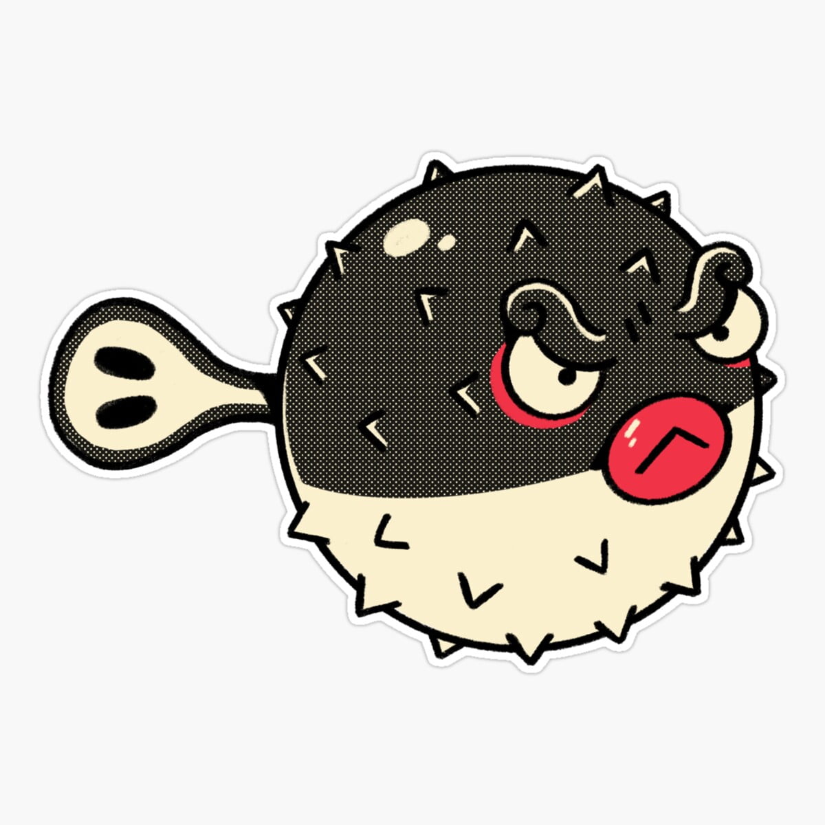 Onim Japanese Vintage Fugu Fish Sticker, Phone Decal Water Bottle ...