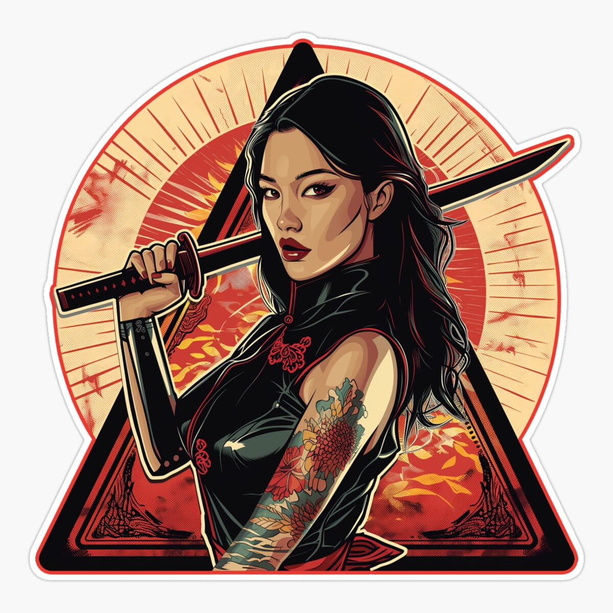 Onim Japanese Warrior Girl Sticker Sticker, Phone Decal Water Bottle Stickers Car Decals, Funny ...