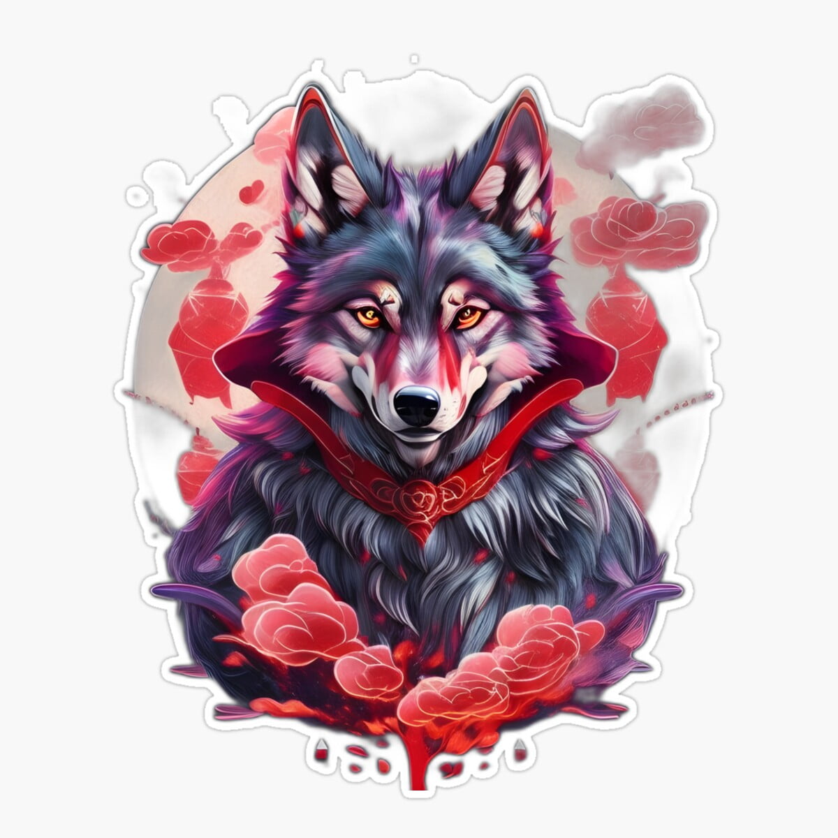 Onim Japanese Wolf Sticker, Phone Decal Water Bottle Stickers Car ...