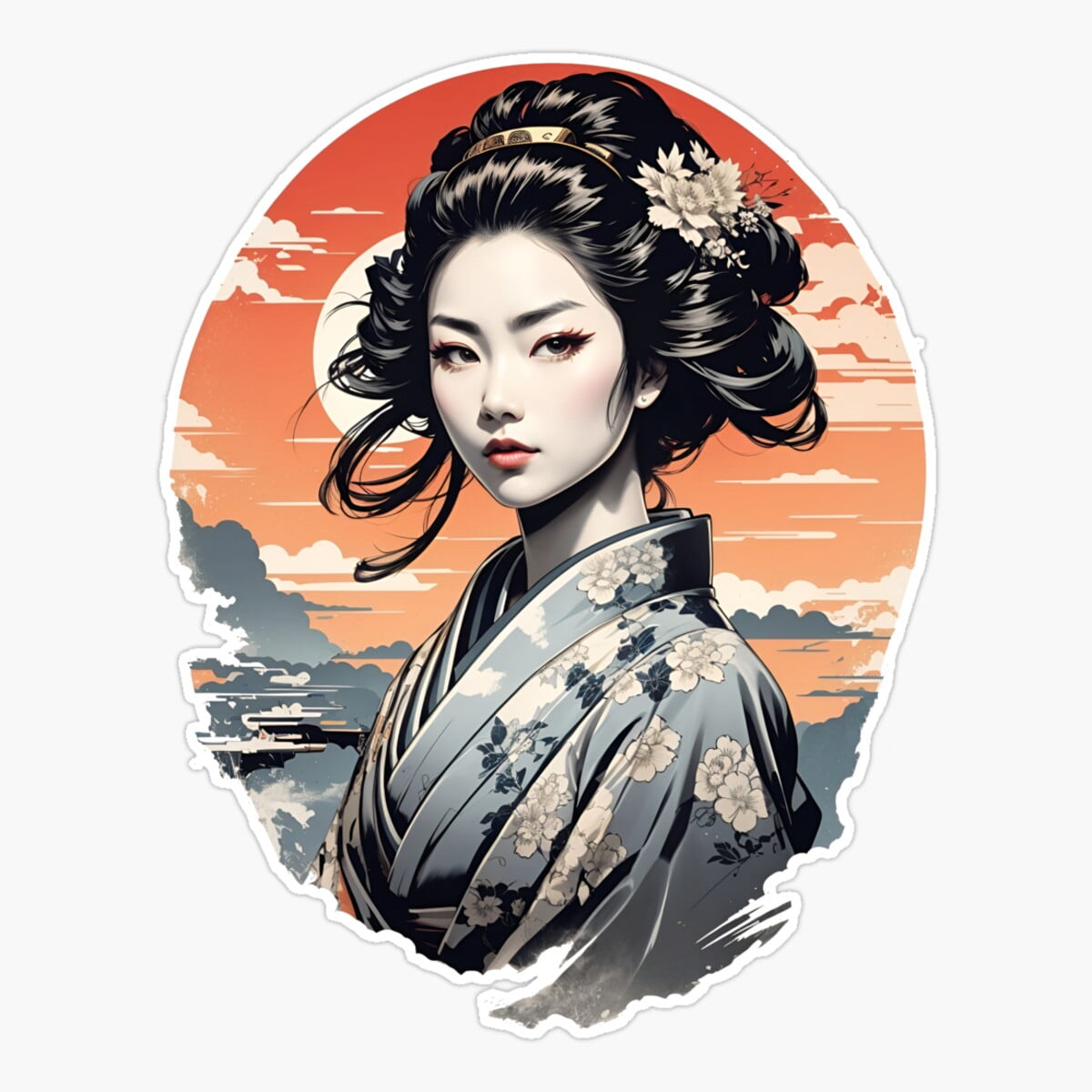 Onim Japanese Woman In Traditional Costume: Captivating Portrait Art ...