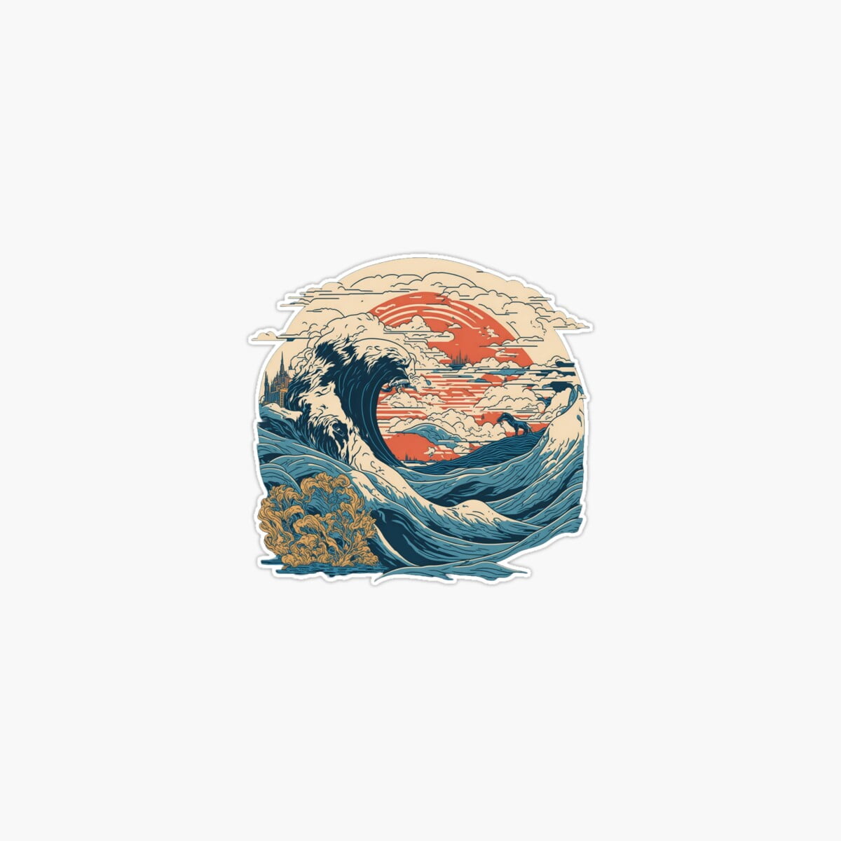 Onim Japanese wave design Sticker - Walmart.com