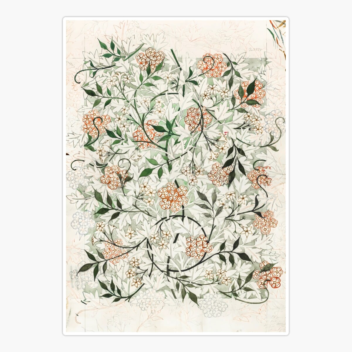 Onim Jasmine - William Morris Sticker, Phone Decal Water Bottle ...