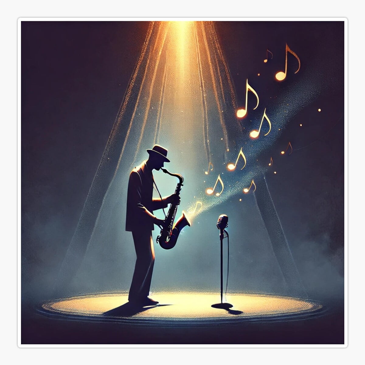 Onim Jazz Saxophonist Performance Sticker, Phone Decal Water Bottle ...