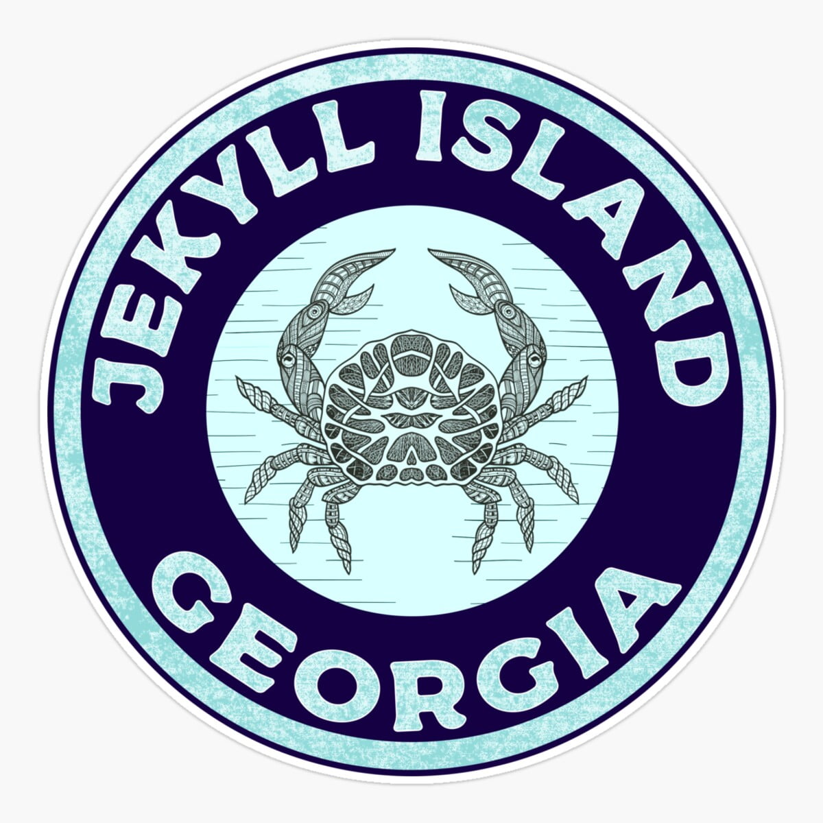 Onim Jekyll Island Georgia Beach Crab Sticker, Phone Decal Water Bottle ...