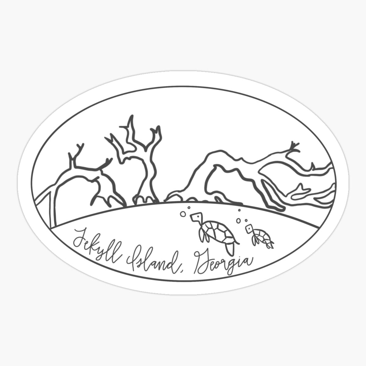 Onim Jekyll Island In Black And White Sticker, Phone Decal Water Bottle ...