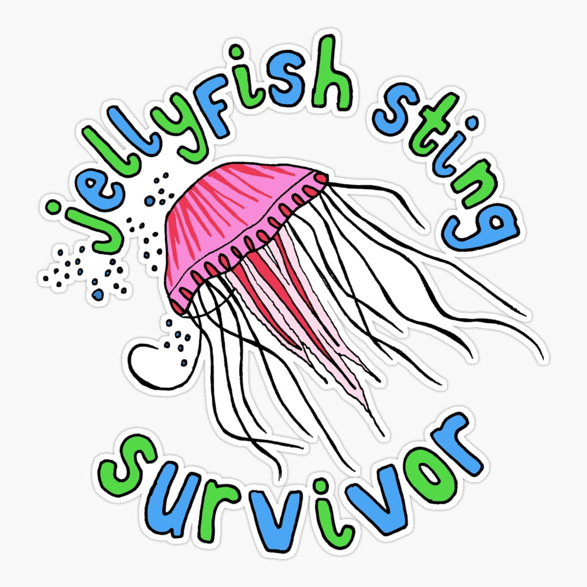 Onim Jellyfish Sting Survivor Sticker, Phone Decal Water Bottle ...
