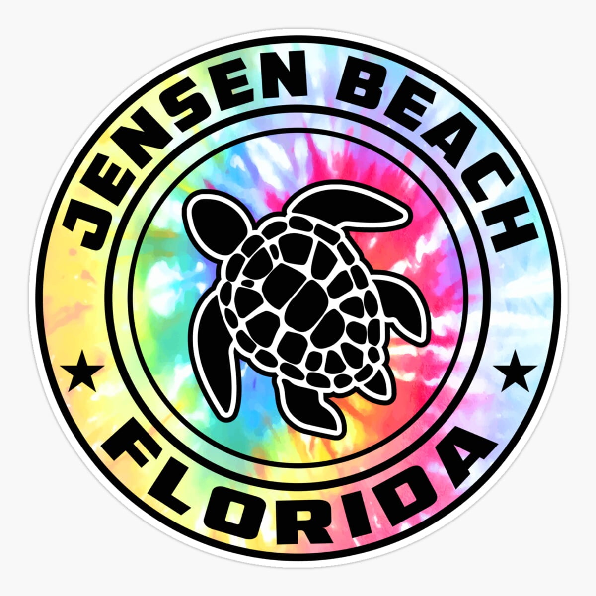 Onim Jensen Beach Florida Sea Turtle Fl Sticker, Phone Decal Water ...