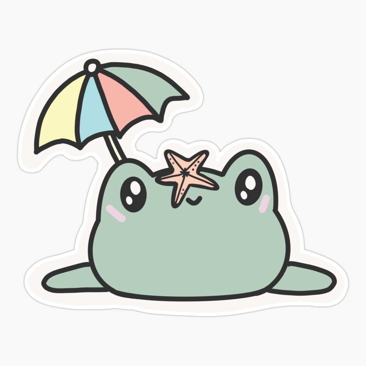 Onim Jerry The Frog Relaxing On The Beach Sticker, Phone Decal Water ...