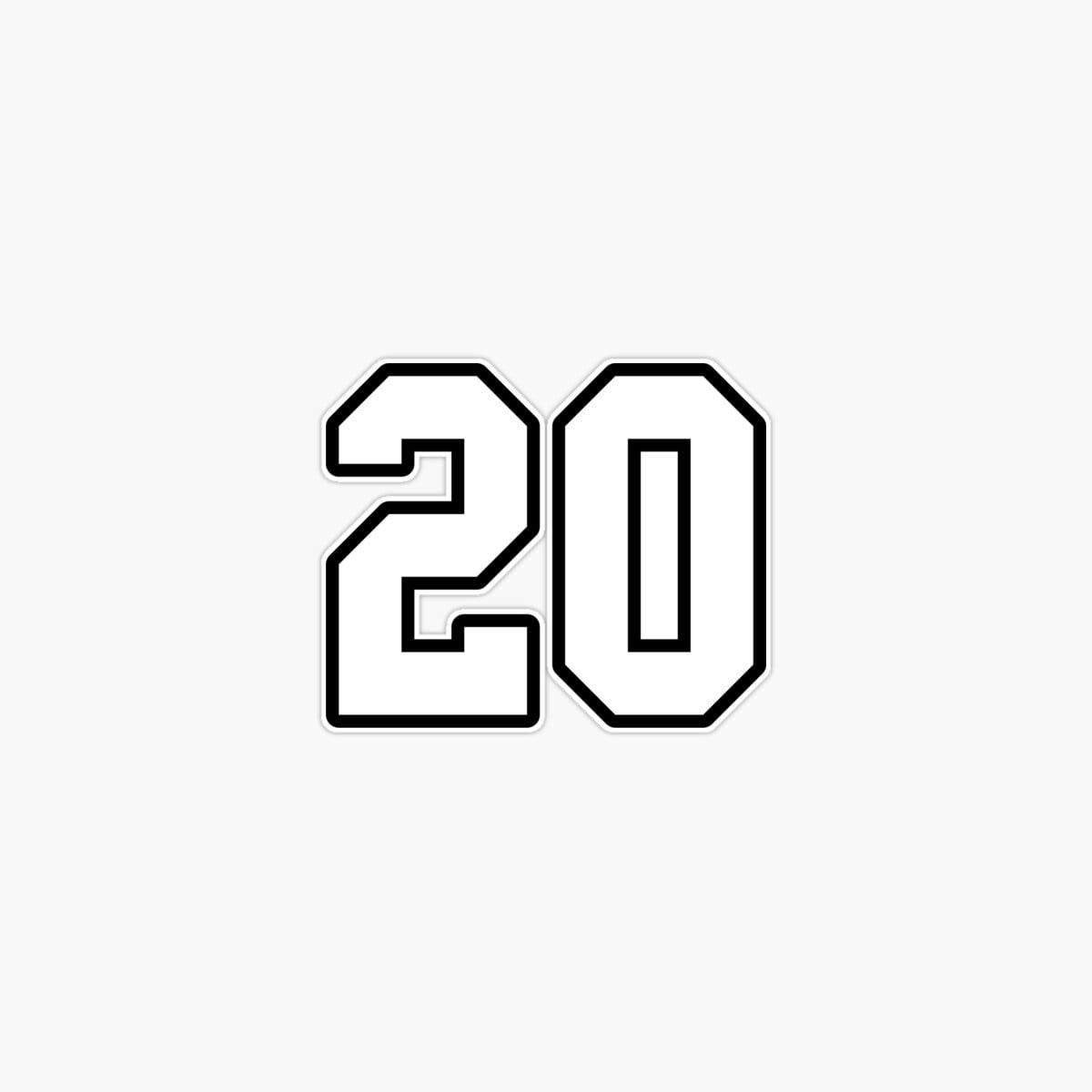Onim Jersey Number 20 Sticker, Phone Decal Water Bottle Stickers Car ...