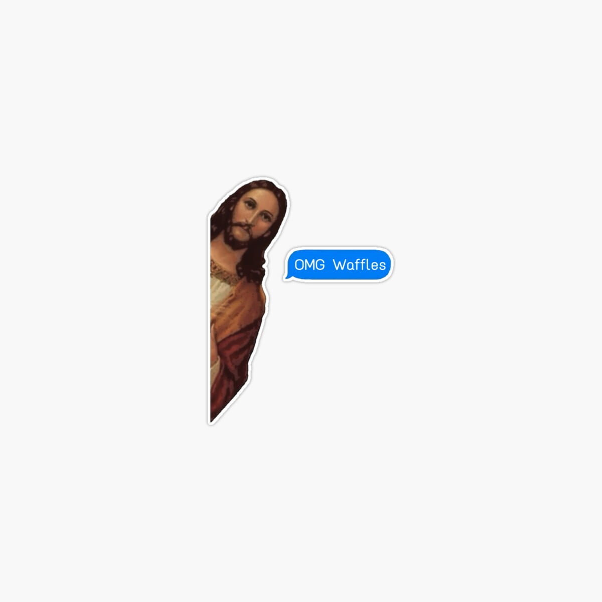 Onim Jesus Omg Waffles Funny Meme Tiktok Sticker, Phone Decal Water ...
