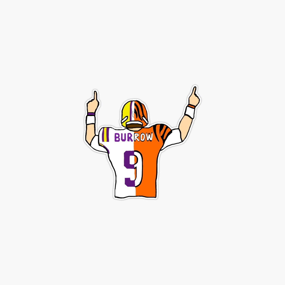 Onim Joe Burrow - Tigers/Bengals Sticker, Phone Decal Water Bottle ...