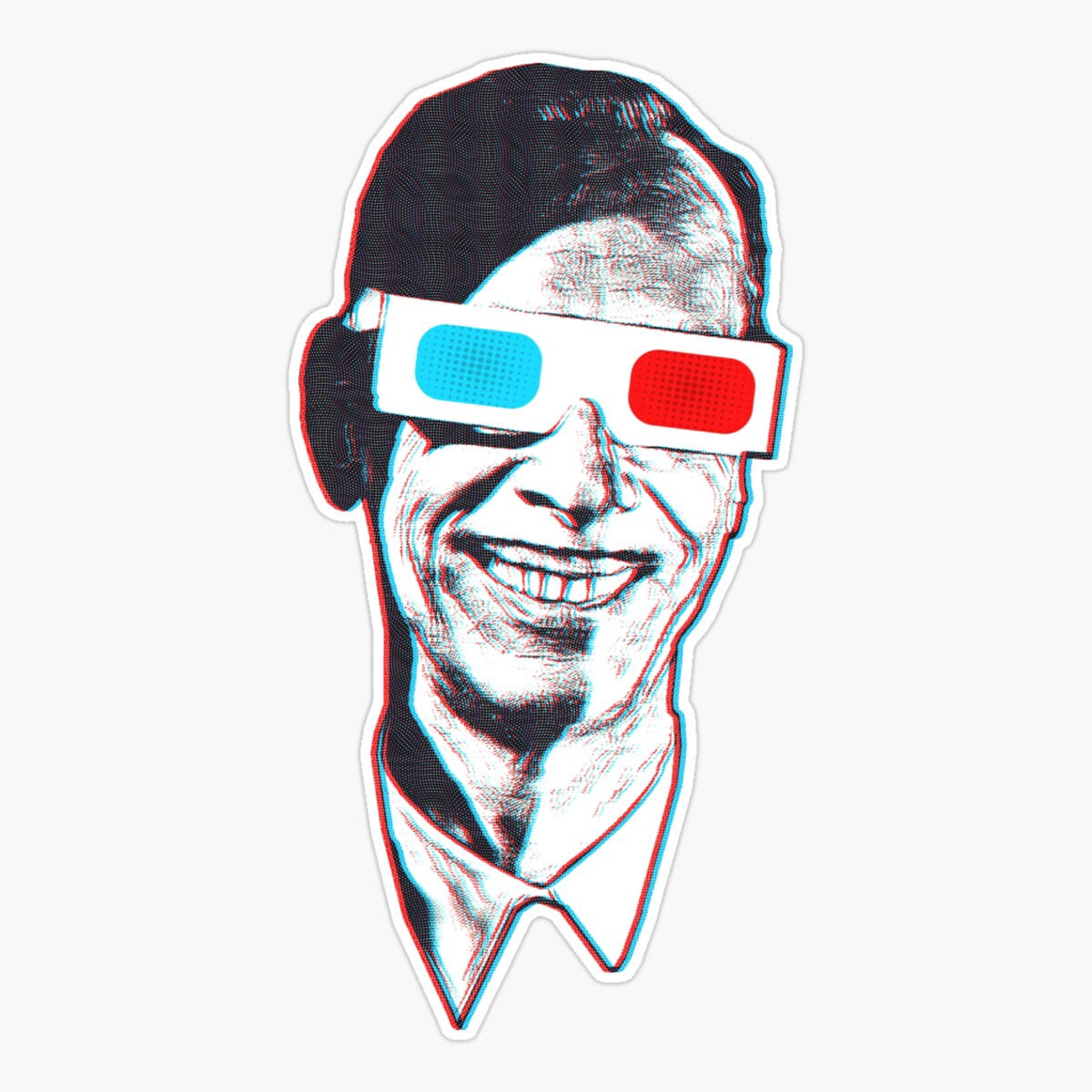 Onim John Waters 3D Anaglyph Tribute Sticker, Phone Decal Water Bottle ...
