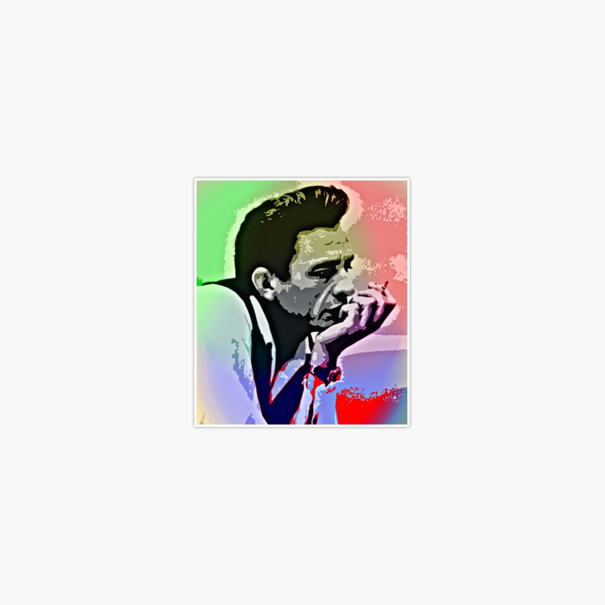 Onim Johnny Cash portrait art Sticker - Walmart.com
